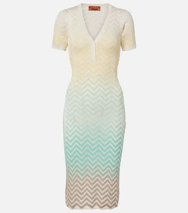 Missoni Zigzag Knitted Cotton-blend Midi Dress - Multicoloured