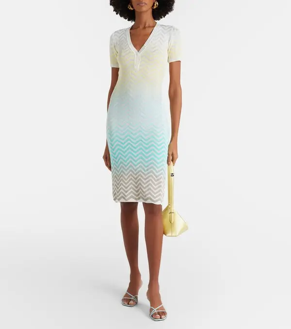 Missoni Zigzag Knitted Cotton-blend Midi Dress