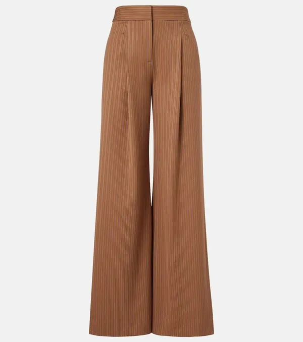 Veronica Beard Rimini Pinstripe Wide-leg Trousers - Brown