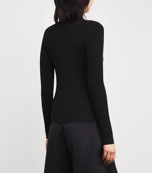 Sandro Ribbed V-neck Cardigan With Metallic Buttons