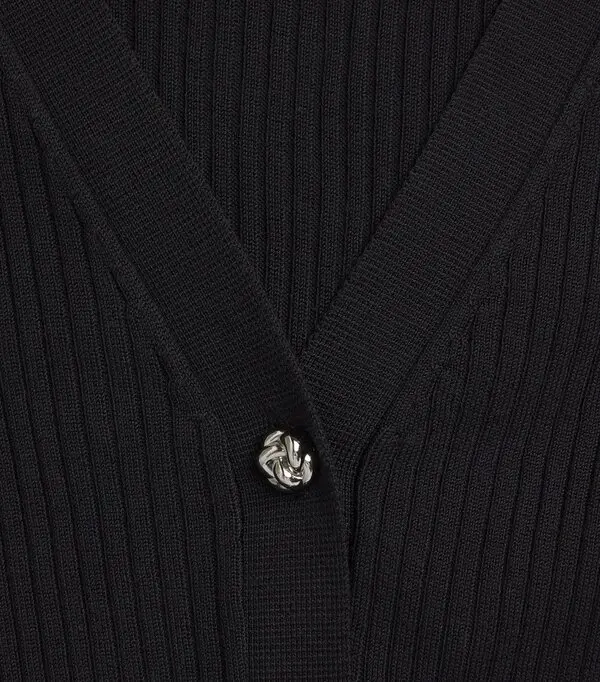 Sandro Ribbed V-neck Cardigan With Metallic Buttons