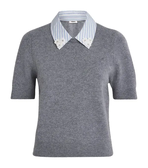 Sandro Wool Sweater With Detachable Floral Collar
