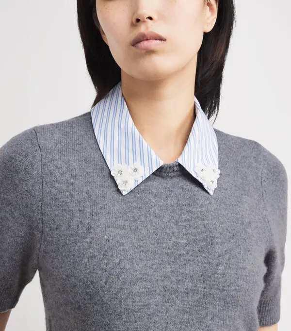 Sandro Wool Sweater With Detachable Floral Collar