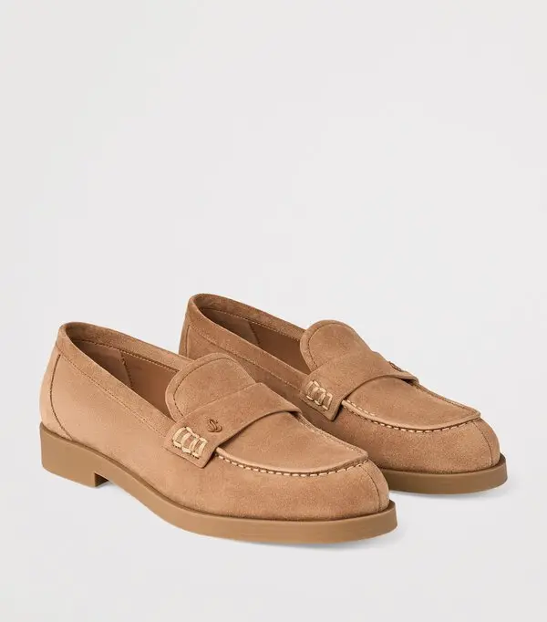 JIMMY CHOO Velvet Suede Ivy Loafers - Beige