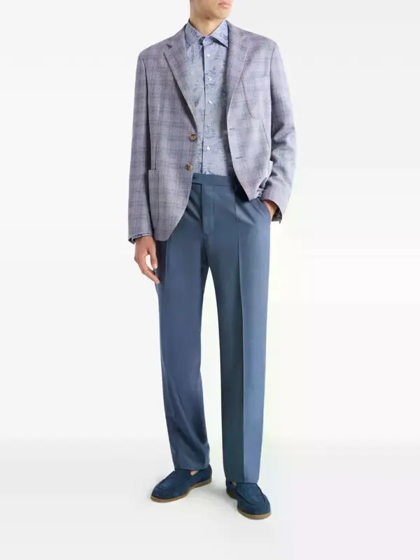 Etro Checked Single-breasted Blazer - Blue