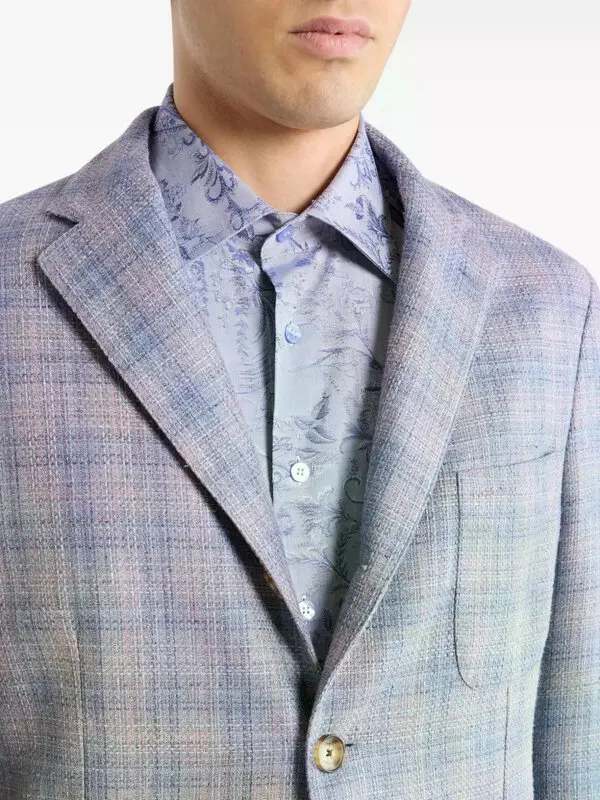 Etro Checked Single-breasted Blazer - Blue