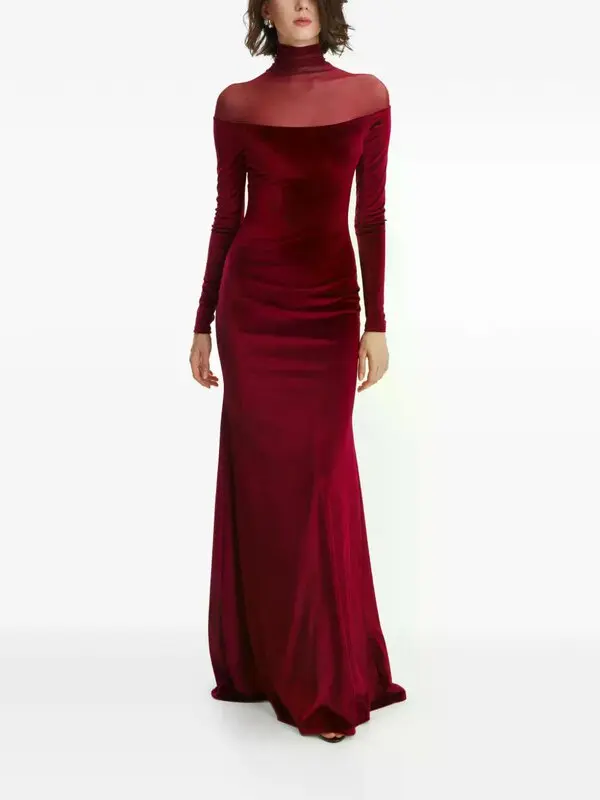 2310 STUDIO Velvet Turtleneck Maxi Dress - Red