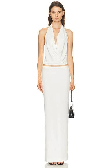 Eterne Halterneck Draped Jersey Top - Ivory