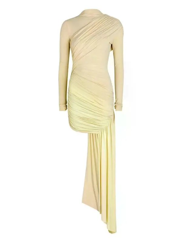 DE LA VALI Ravel Draped Long-sleeve Mini Dress - Neutrals