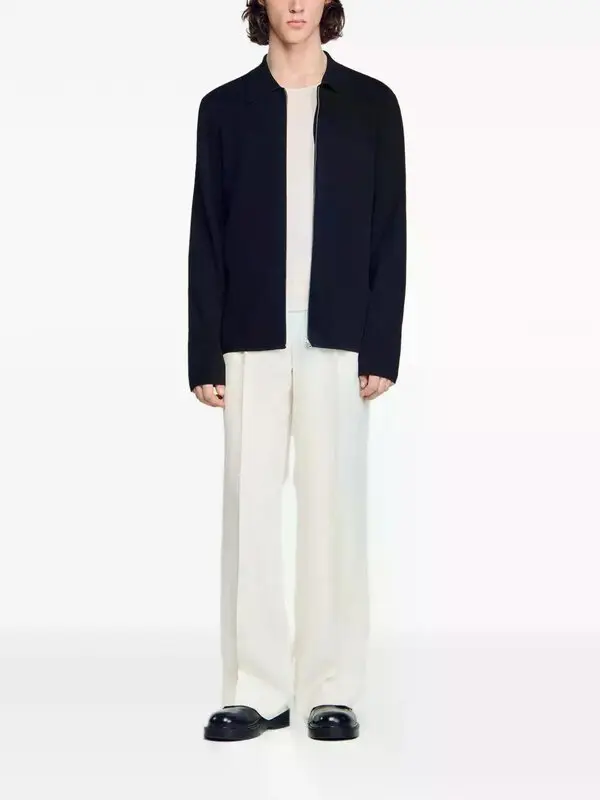 Sandro Zipped Viscose Knit Cardigan - Black