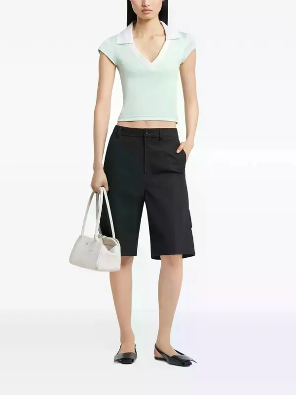 COURREGES V-neck T-shirt With Logo Detail - Sky Blue