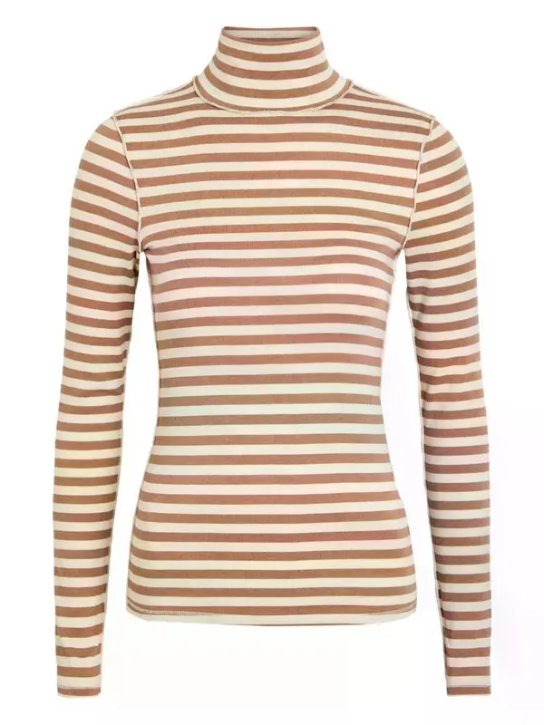 Free People Striped Roll-neck Top - Brown