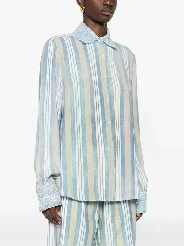 Ermanno Scervino Striped Lace Collar Shirt