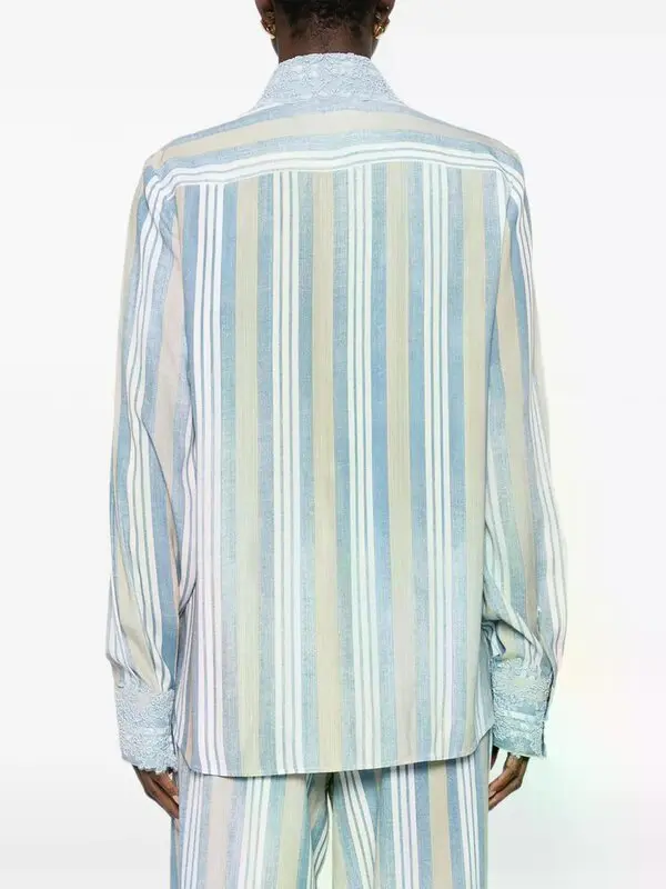 Ermanno Scervino Striped Lace Collar Shirt