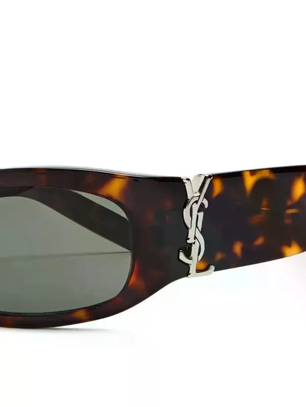 Saint Laurent Monogram Rectangle Frame Sunglasses - Brown