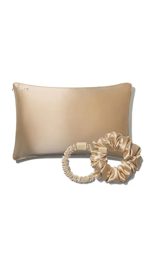SILKE LONDON 24/7 Set: Pure Mulberry Silk Pillowcase And Hair Accessories - Beauty: Na