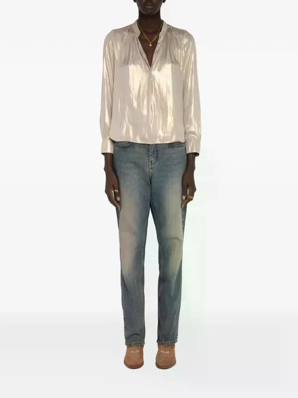 Zadig&Voltaire Metallic V-neck Blouse - Gold
