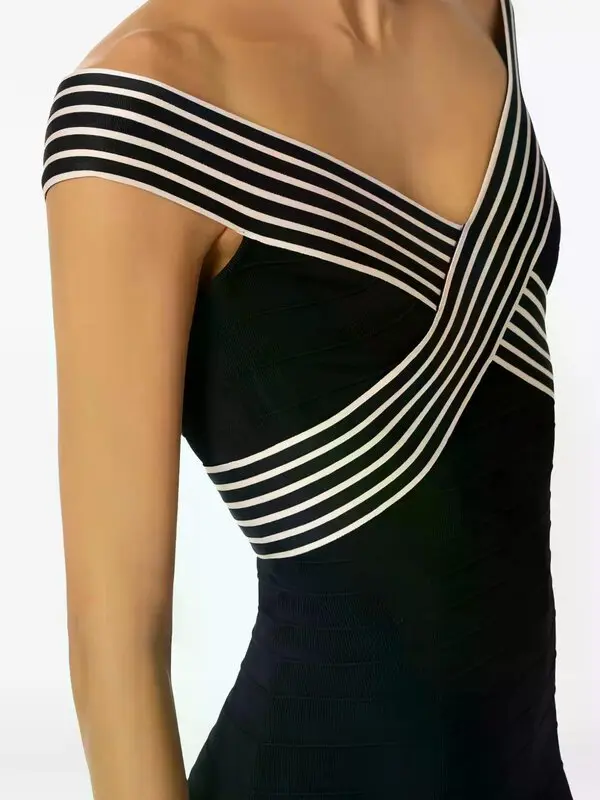Elisabetta Franchi Maxi Dress With Striped Straps - Black