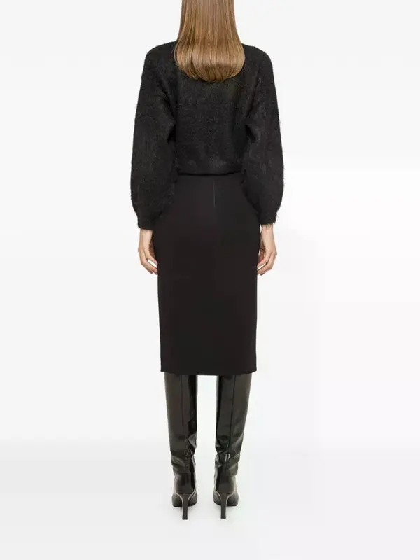 NISSA Midi Skirt With Button Detail And Pocket Slit