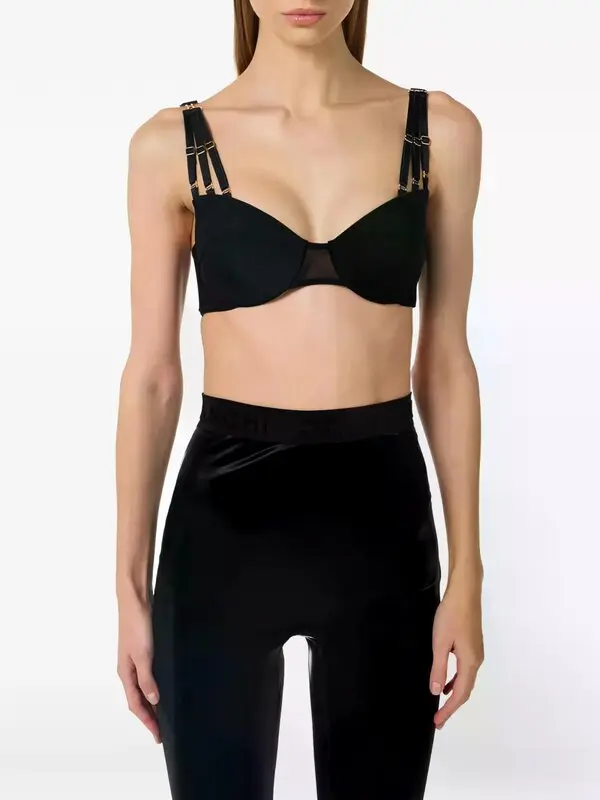 Elisabetta Franchi Jersey And Tulle Bra With Elastic Straps