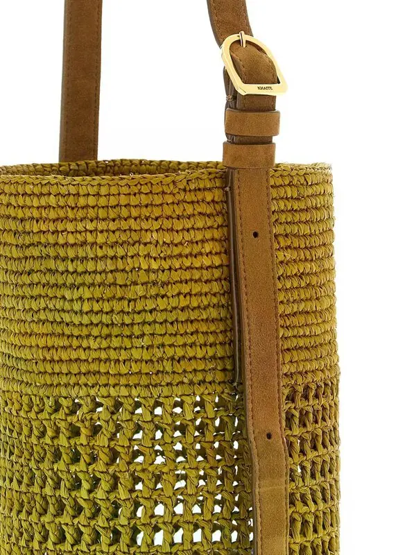 Khaite Woven Raffia Bucket Bag - Brown