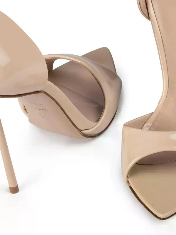 LE SILLA Shirley Patent Leather Stiletto Sandals - Neutrals