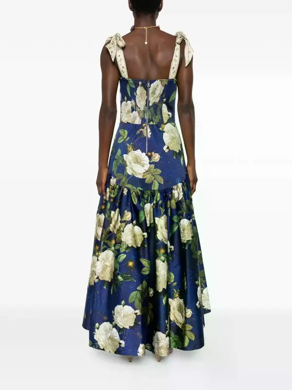 Alice + Olivia Rosalee Floral Tie-strap Midi Dress