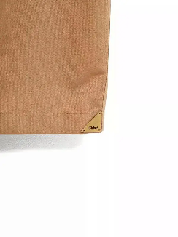Chloé Elasticated Waist Skirt With Logo Plaque - Neutrals