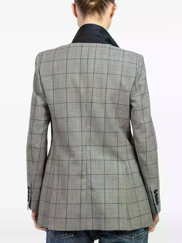 NILI LOTAN Plaid Double-breasted Blazer