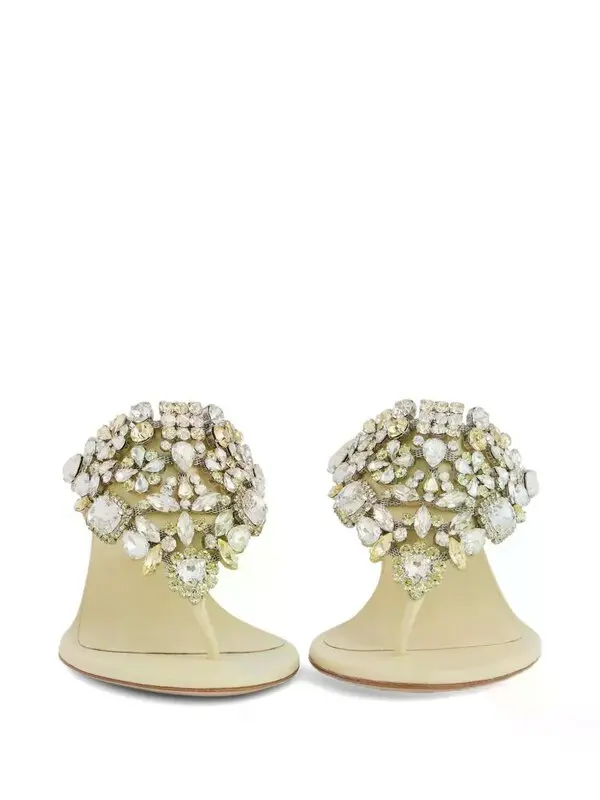 Rabanne Crystal Embellished Leather Sandals - Neutrals