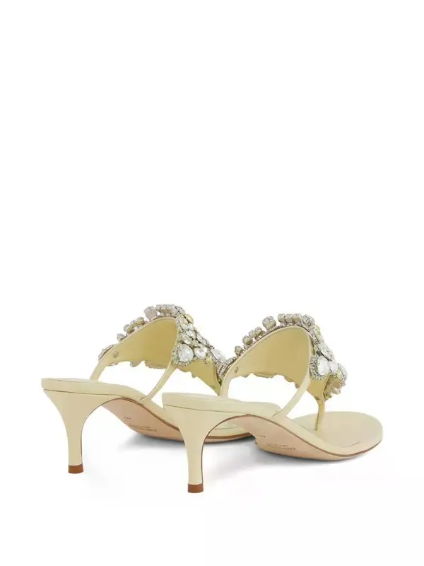Rabanne Crystal Embellished Leather Sandals - Neutrals