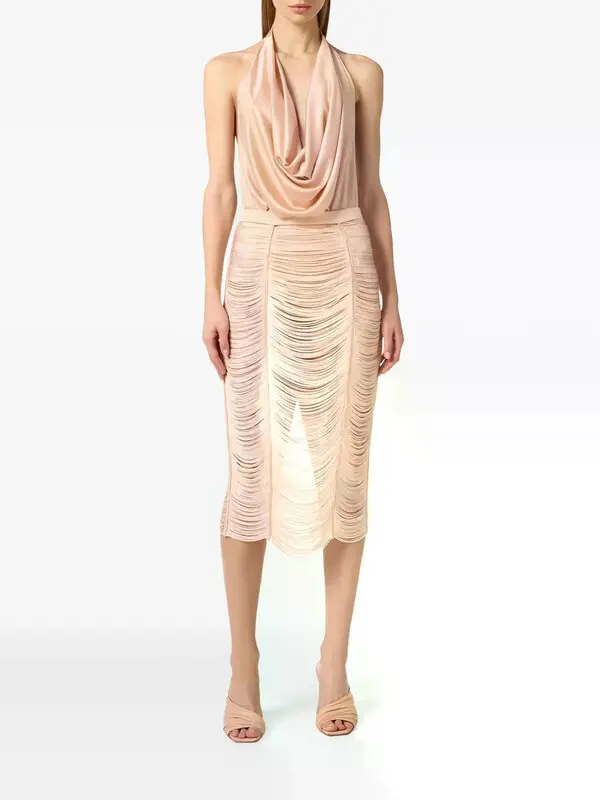 Elisabetta Franchi Shiny Viscose Jersey Halter Neck Top
