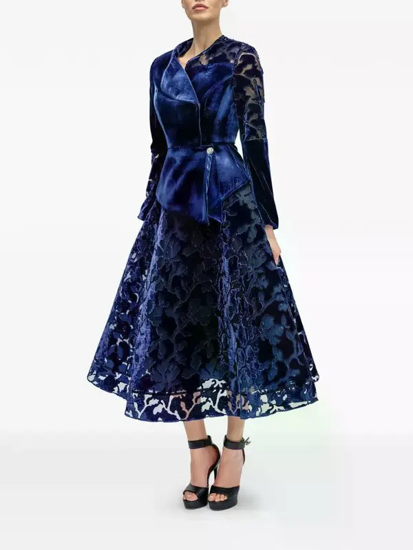 ARAFTU Velvet Blazer And Lace Skirt Suit
