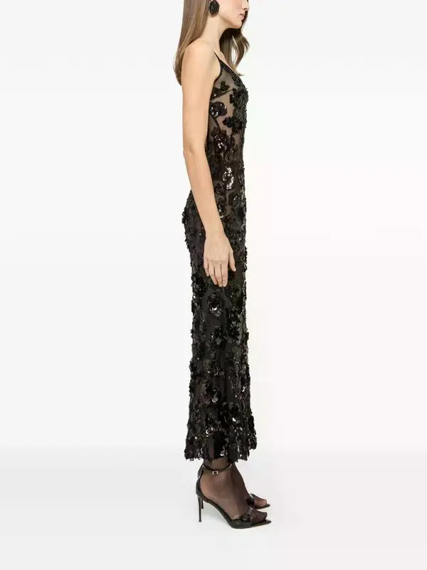 NISSA Sequinned Tulle Maxi Dress
