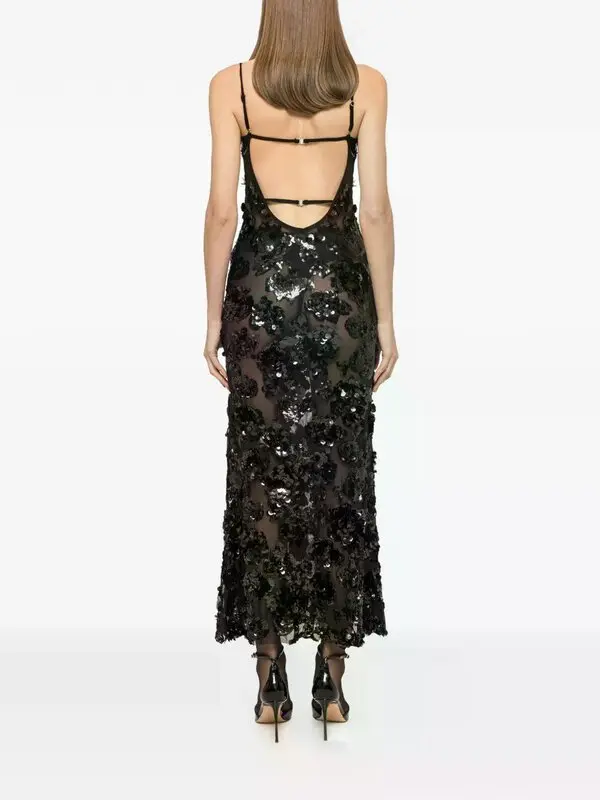 NISSA Sequinned Tulle Maxi Dress