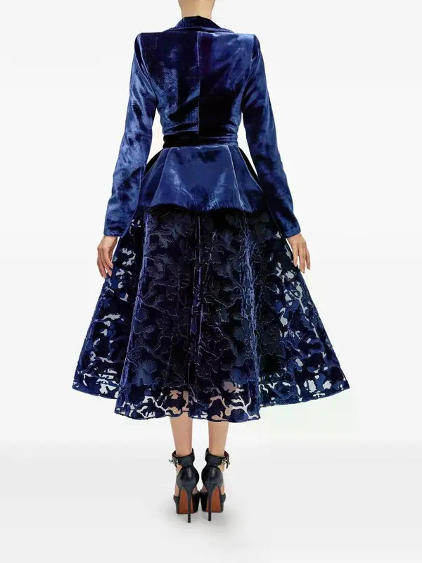 ARAFTU Lace Skirt And Velvet Blazer Suit