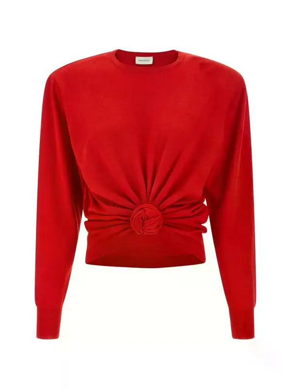 Magda Butrym Wool Knitwear With Draping Knot Detail - Red