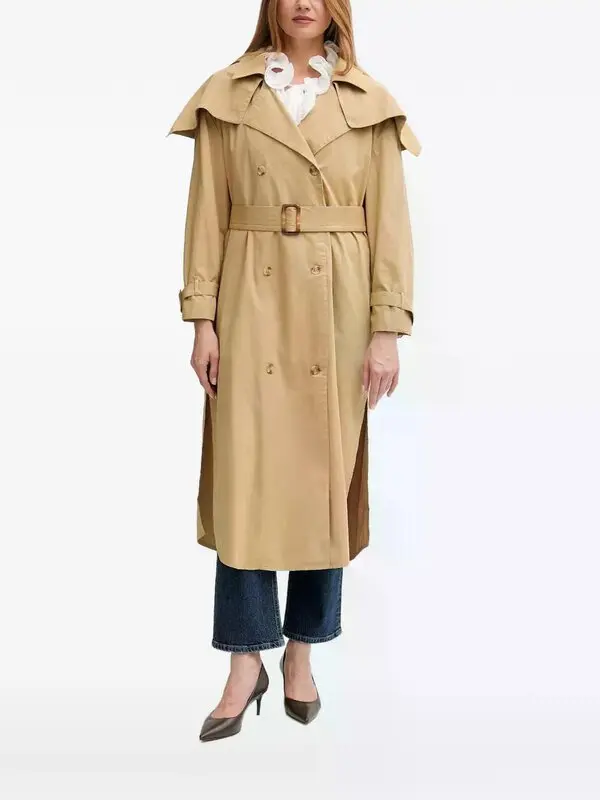 HOSS INTROPIA Floral Embroidered Belted Coat - Neutrals