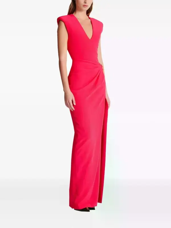 Balmain Long Crepe Dress With Embellished Detail
