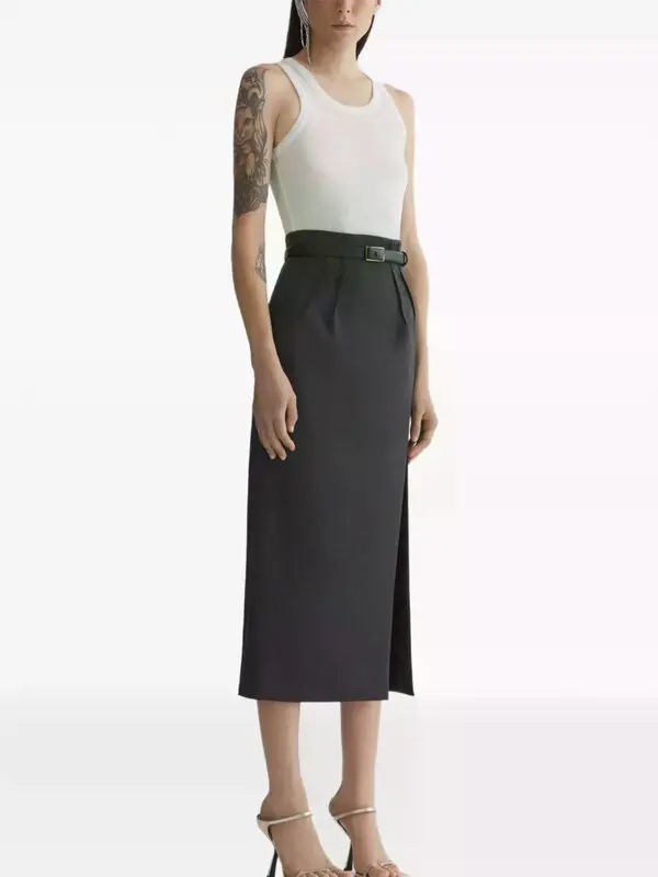MUGLER Belted Pencil Skirt With Side Slit