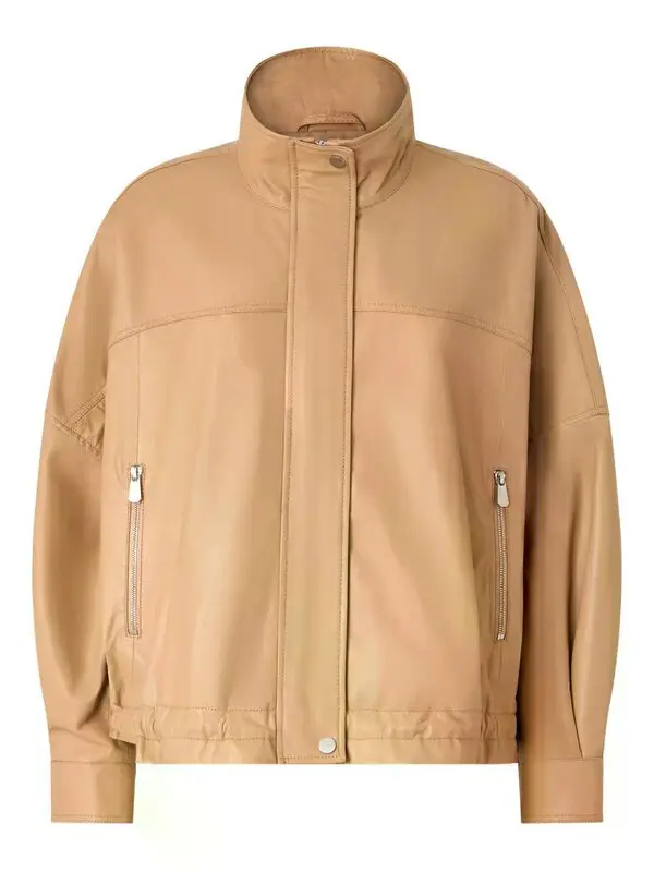 Pinko Leather Blouson Jacket With Stand-up Collar