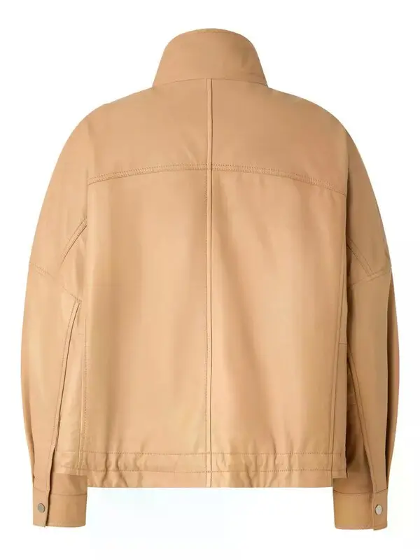 Pinko Leather Blouson Jacket With Stand-up Collar