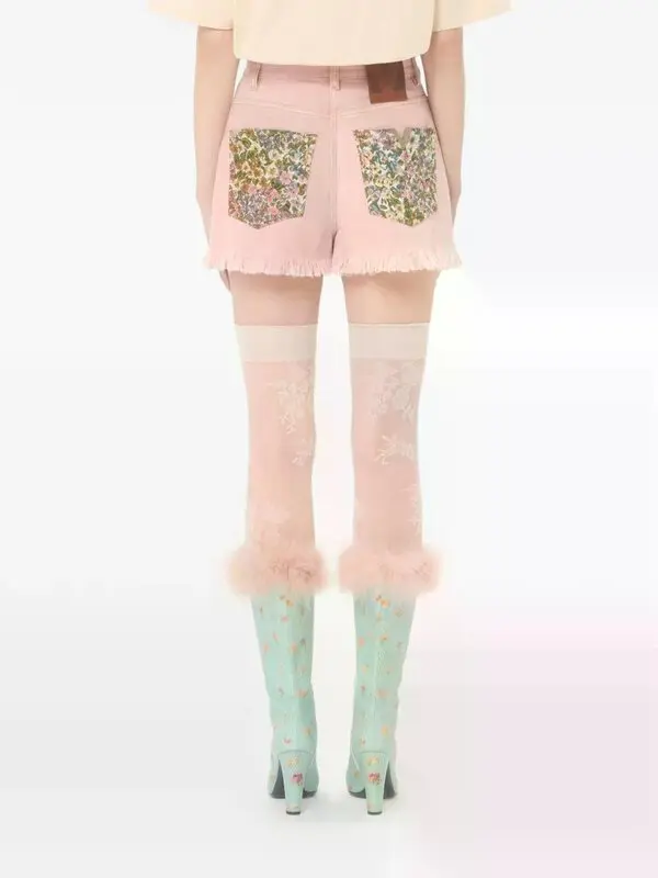 Valentino Garavani Floral Embellished Denim Shorts