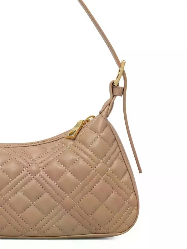 Moschino Quilted Shoulder Bag With Logo Detail - Neutrals