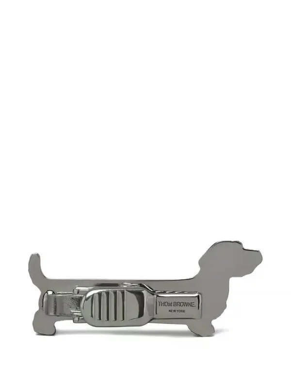 Thom Browne Crystal Embellished Dog Tie Clip - Silver