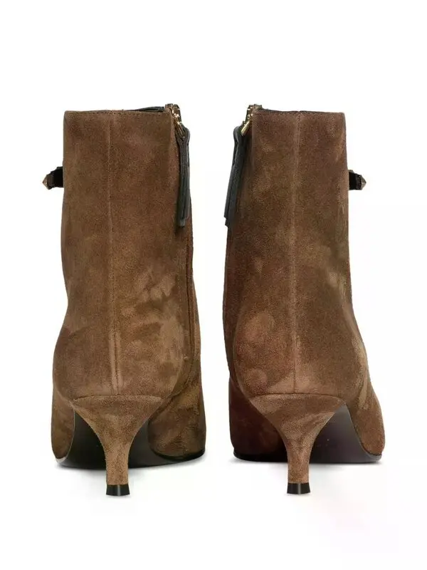 Roberto Festa Buckled Suede Ankle Boots With Antiqued Silver Embellishment