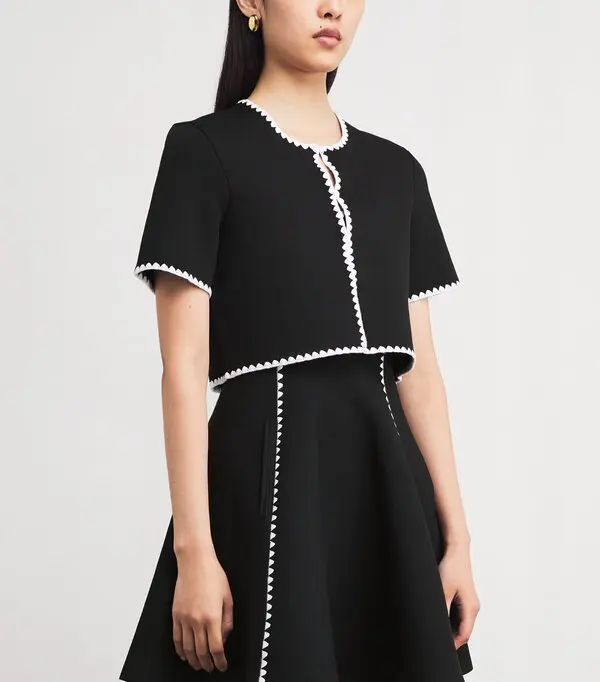 Maje Cropped Cardigan With Contrast Trim