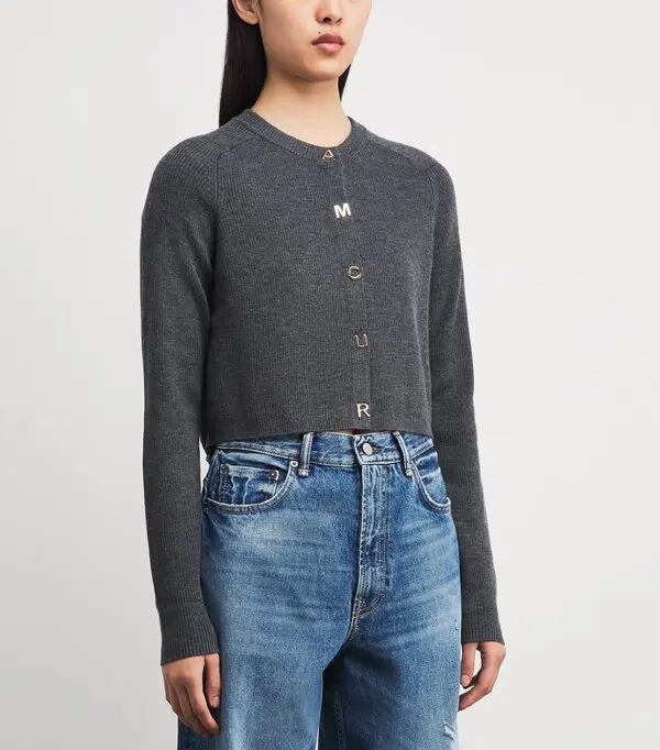 Maje Amour" Button Rib-knit Wool Cardigan - Black
