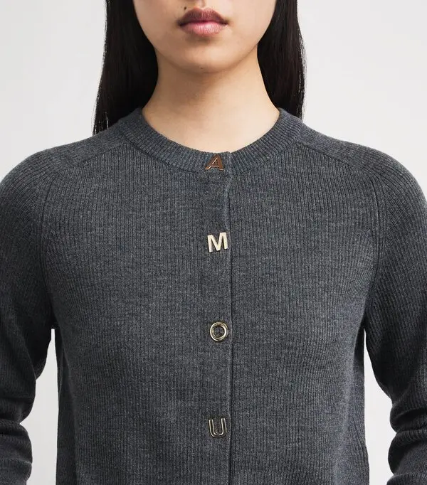 Maje Amour" Button Rib-knit Wool Cardigan - Black