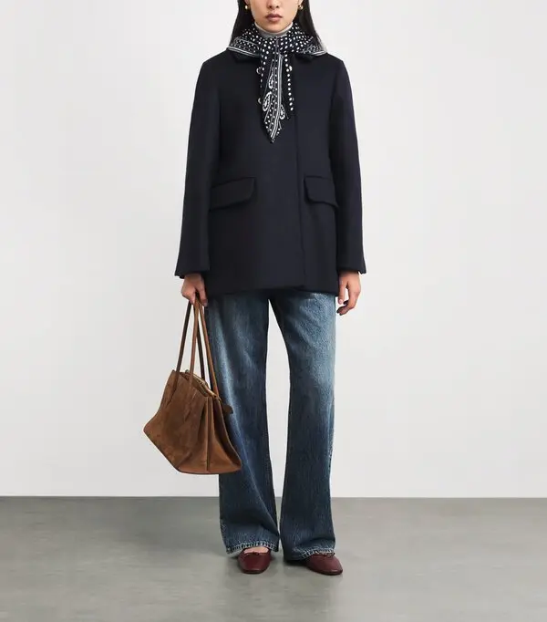 Maje Wool-blend Double-breasted Pea Coat - Blue
